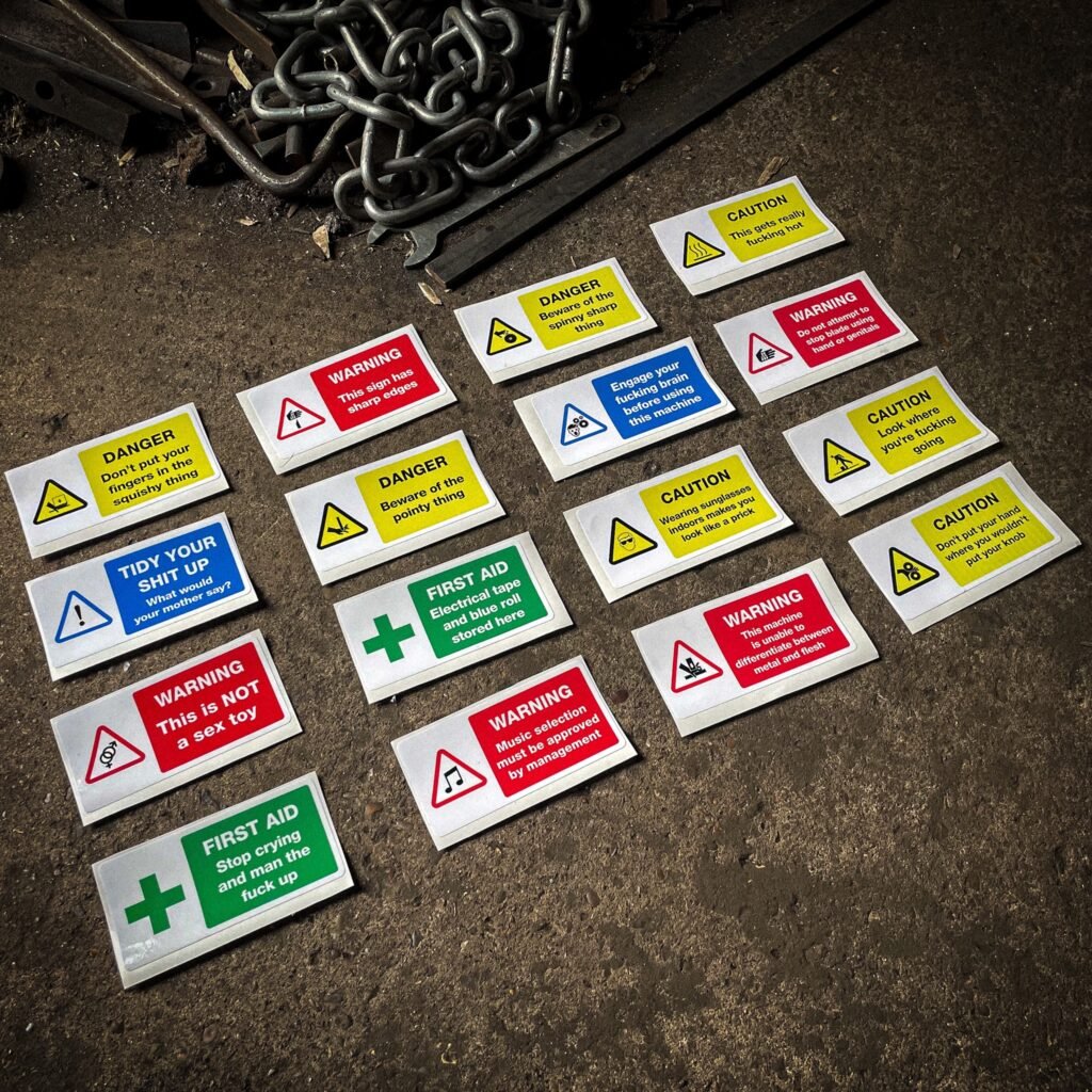 Workshop “Safety” Stickers – Gate Foot Forge